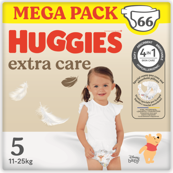HUGGIES EXTRA CARE MEGA PACK TG.5 - 66 PEZZI - Bimbostore