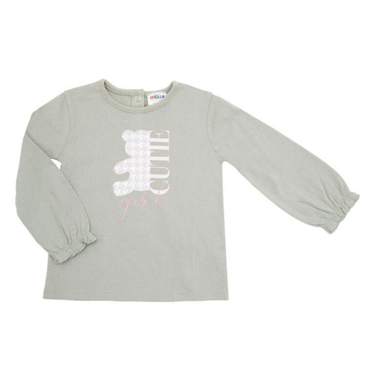 Maglia jersey manica lunga bimba verde stampata - Bimbostore