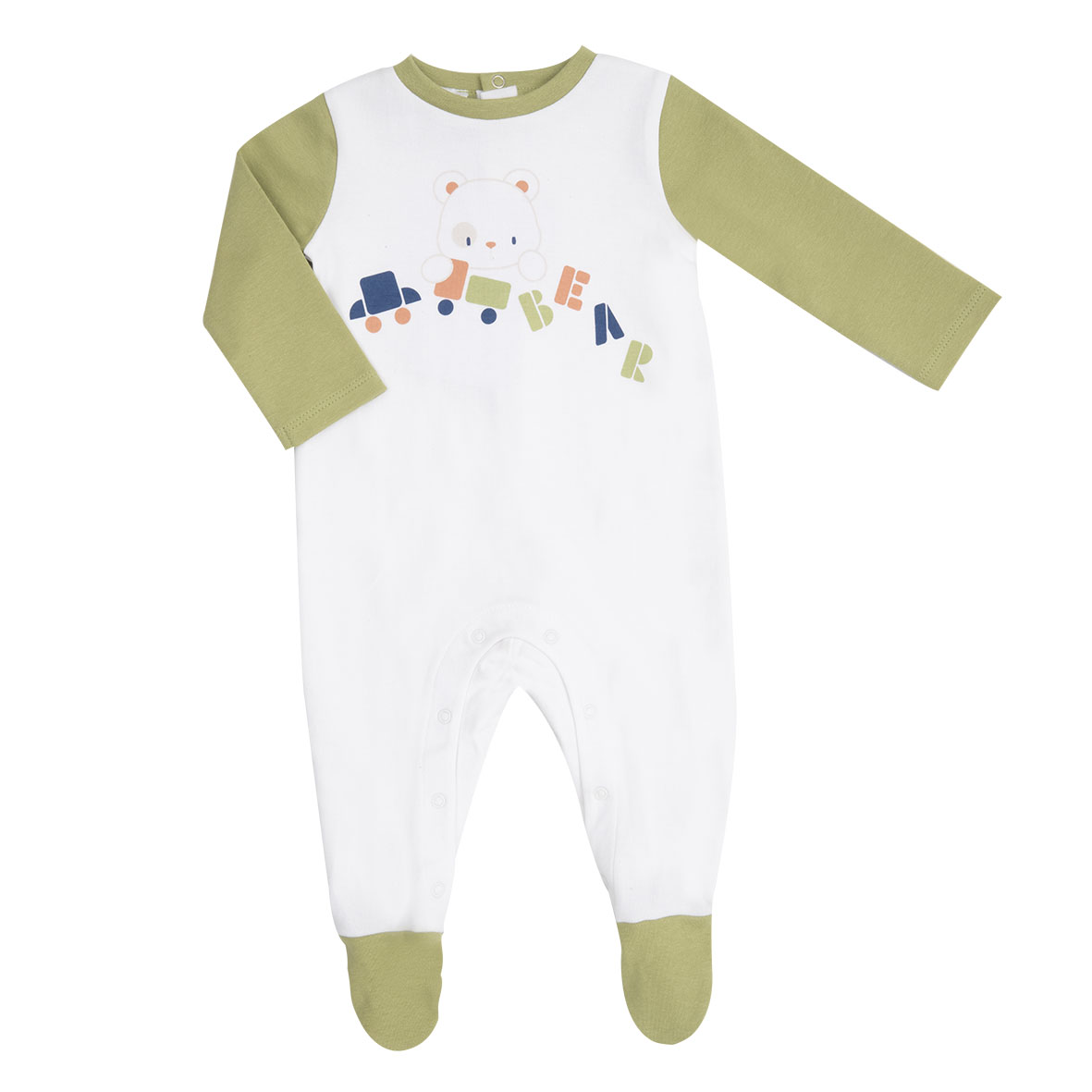 Tutina neonato bianco/verde orsetto - Bimbostore
